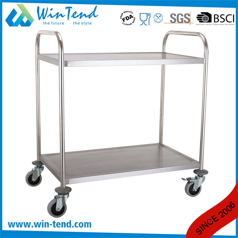 Stainless Steel 2 Tiers Round Tube Transport Trolley for Hospital Using ...