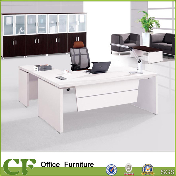 White Antique Office Executive Desk Design with Side Table - White ...