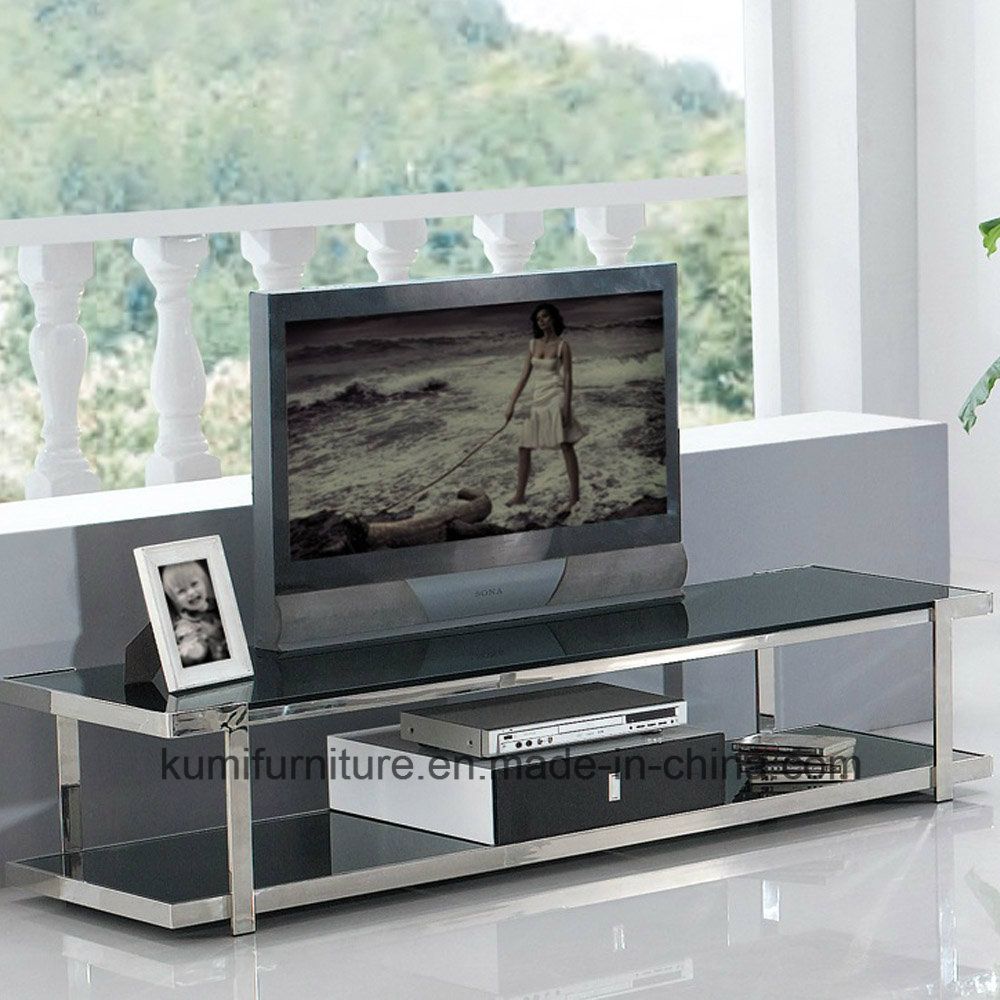 Glass Top Nesting Stainless Steel TV Cabinet Stand - TV Stand, Home ...