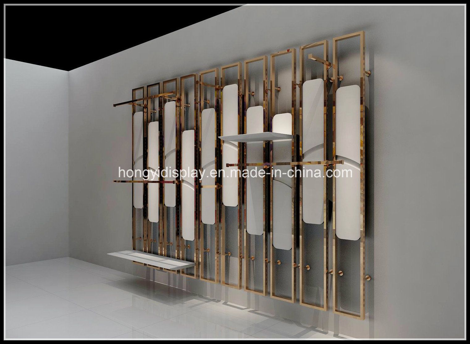 Metal Wall Display Shelf for Shop Interior Decoration - Slat Wall, Wall ...