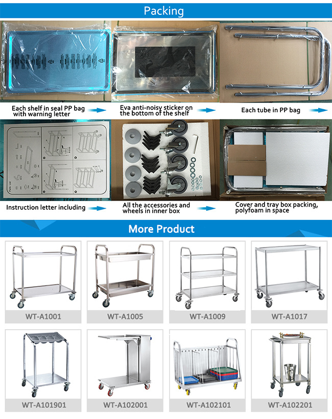 Stainless Steel 2 Tiers Round Tube Transport Trolley for Hospital Using ...